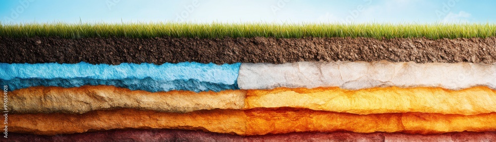 Layers of earth showcasing different soil types, textures, and colors ...
