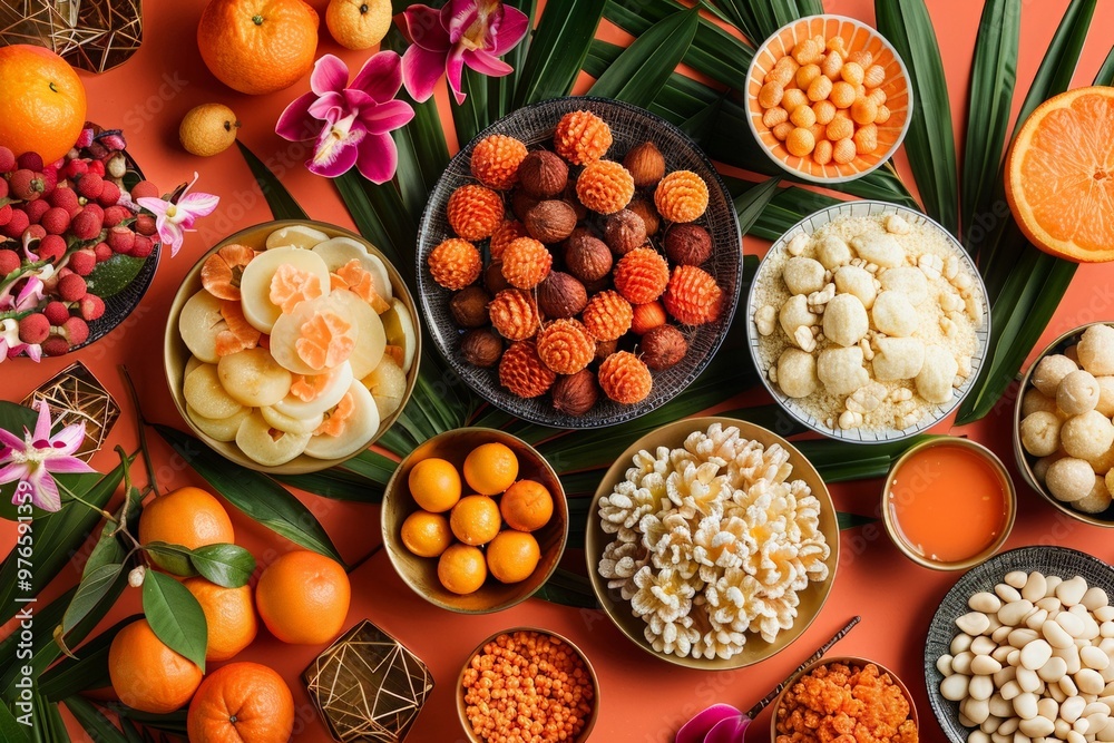 colorful Ugadi greeting card with traditional South Indian decorations ...