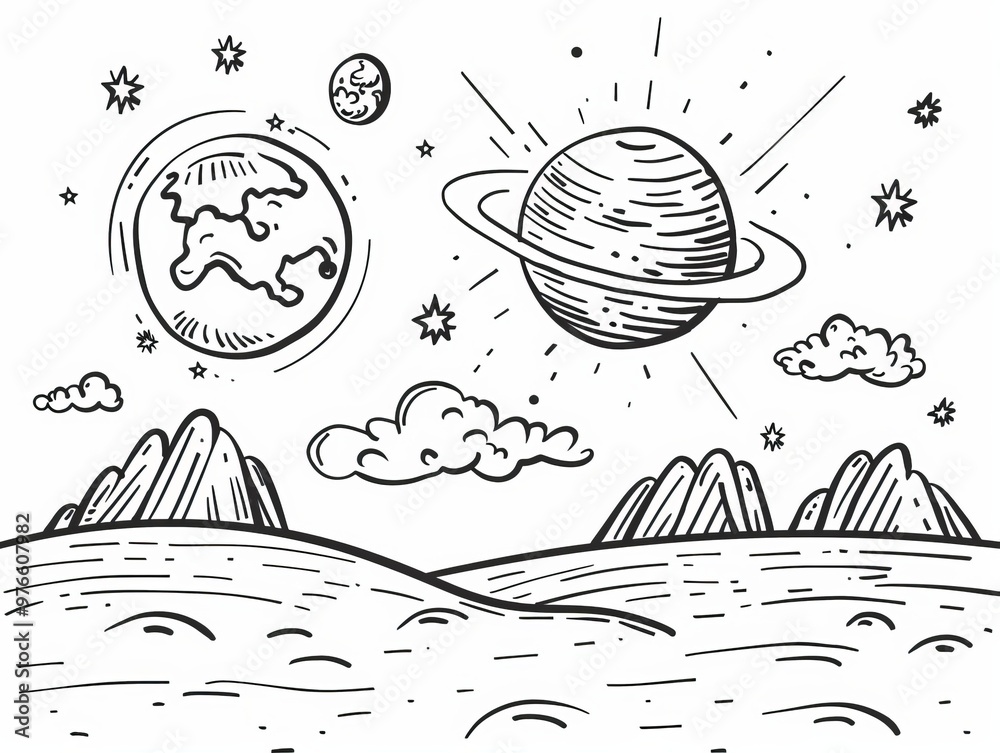 Space and planets, stars, cosmos, cosmic world, landscape, moonscape ...