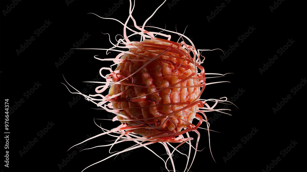 Peritrichous Bacteria with lot of flagellum, harmful bacillus with long ...
