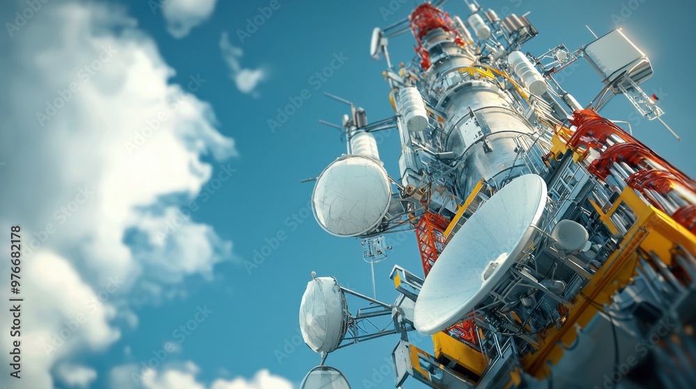 Detailed Exterior View of Broadcasting Station Antenna Arrays and ...