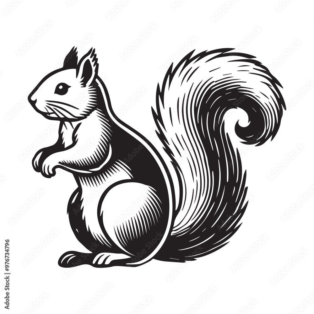 Squirrel Outline Clipart Design - Squirrel Logo Concept - Cute Squirrel ...