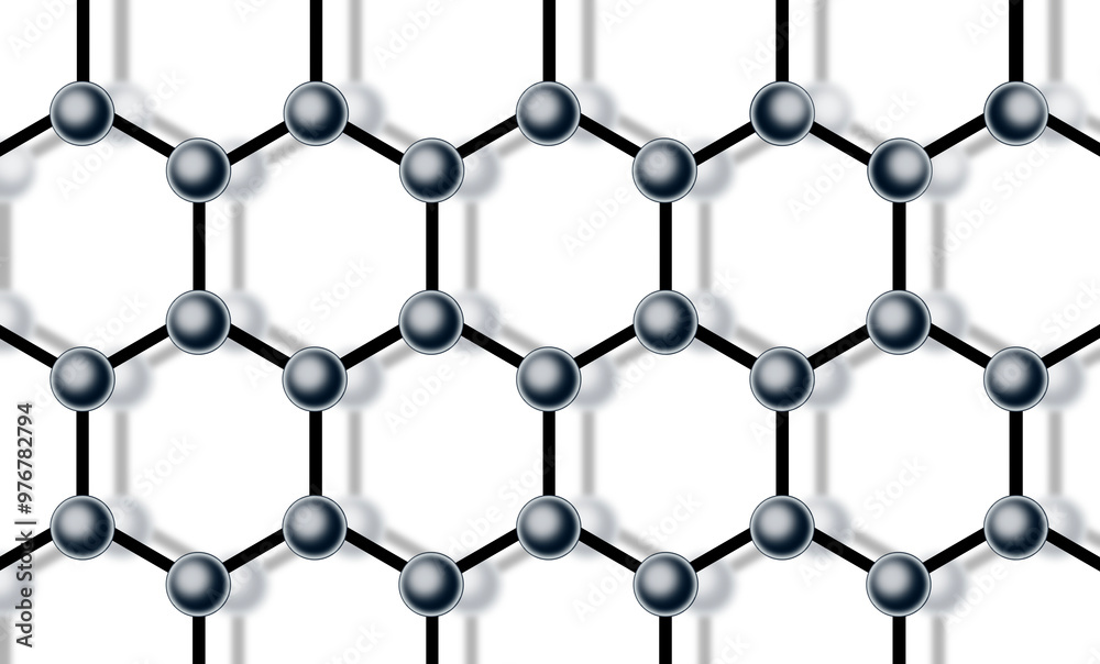 graphene atomic structure, a single layer of carbon atoms arranged in ...