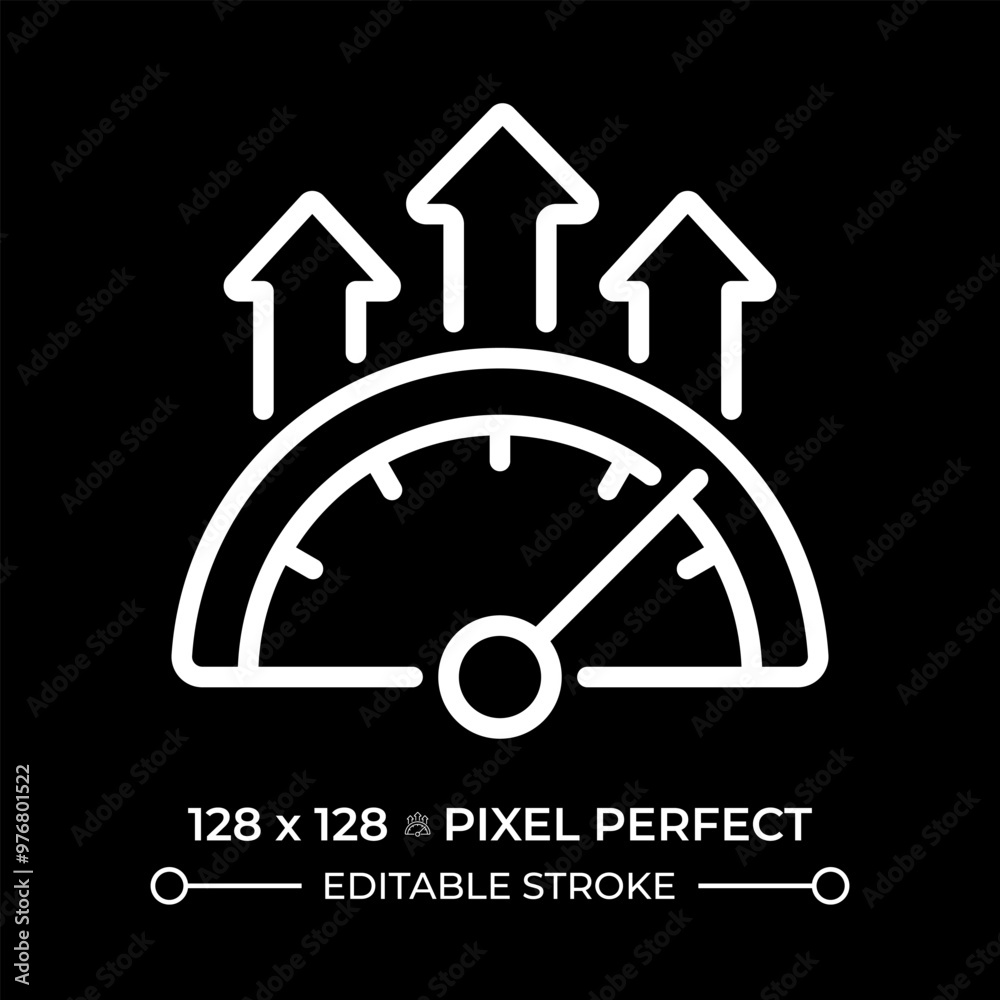 Efficiency meter pixel perfect white linear icon for dark theme ...