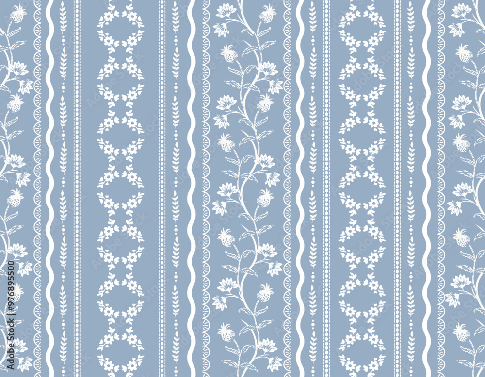 Trendy stylish Vertical Striped floral pattern with paisley and indian ...