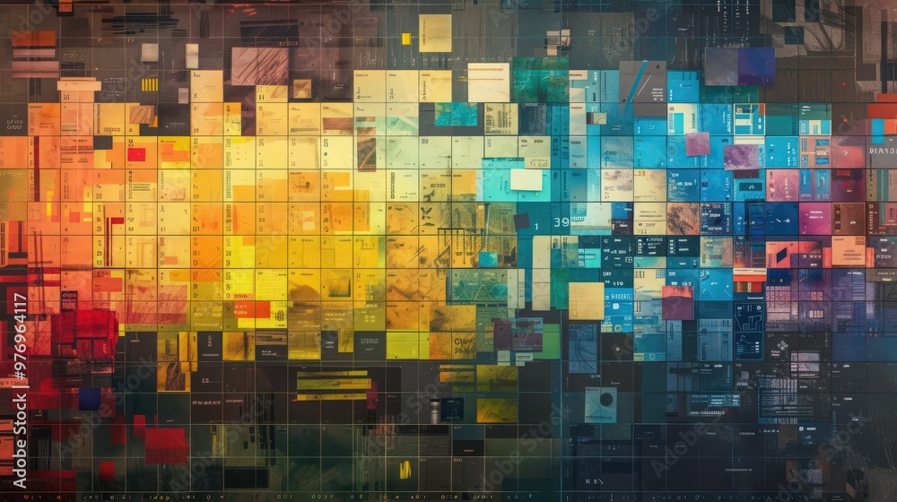 Artistic representation of the periodic table with color-coded sections ...