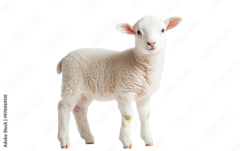 Cute white lamb on transparent background, png Stock Photo | Adobe Stock