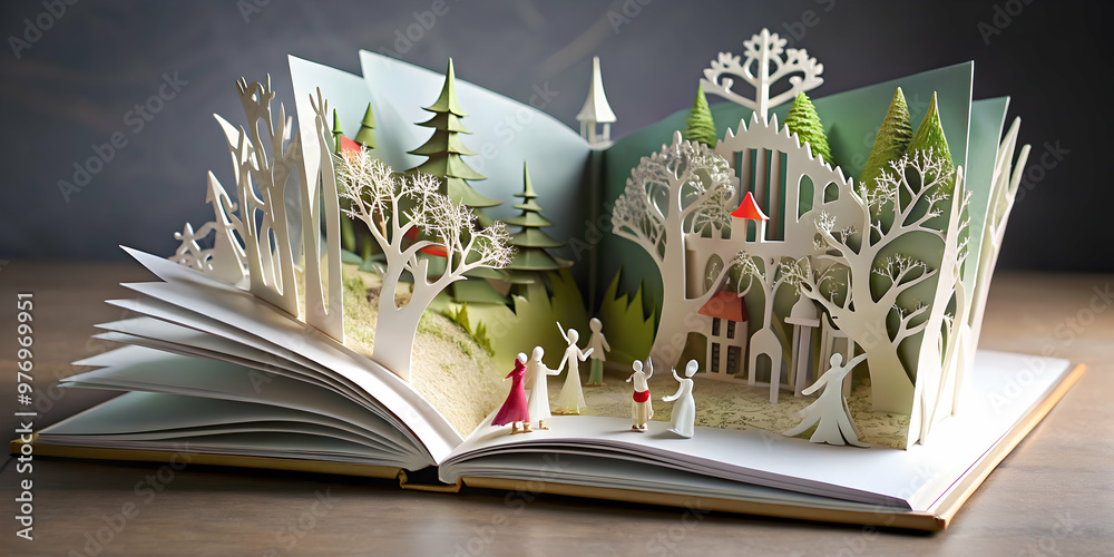 Photograph of a pop-up book , pop-up, book, interactive, paper ...