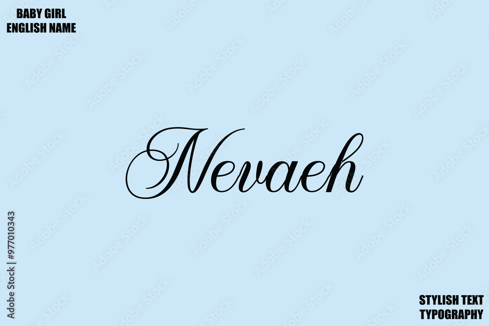 Nevaeh Woman's Name Hand Drawn Lettering Vector Cursive Text Typography ...