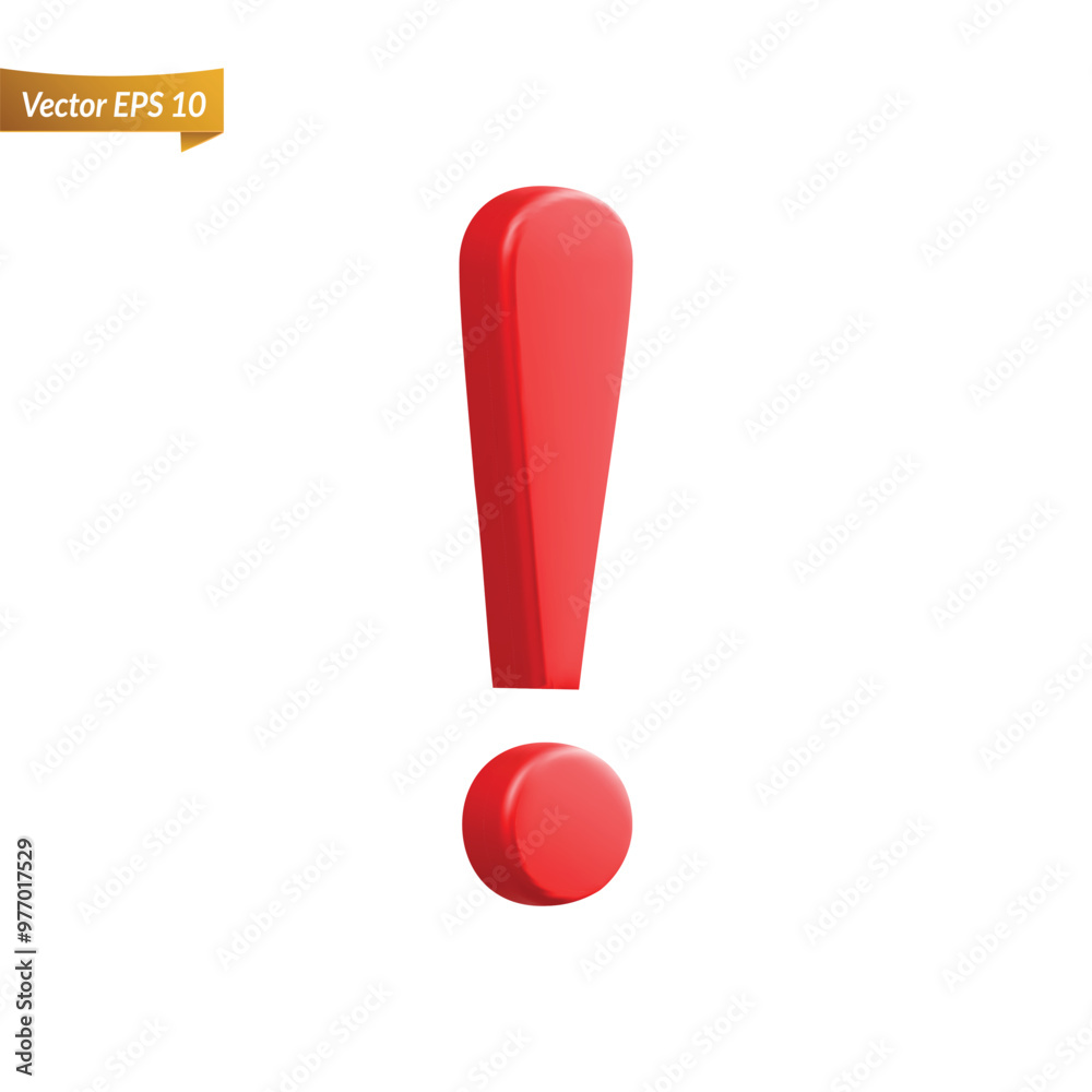 3d shiny sign of exclamation point shiny glossy red color danger alert ...