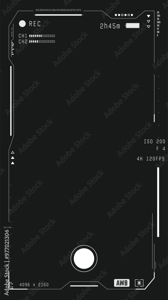 Video or photo camera futuristic viewfinder vertical overlay. Modern ...