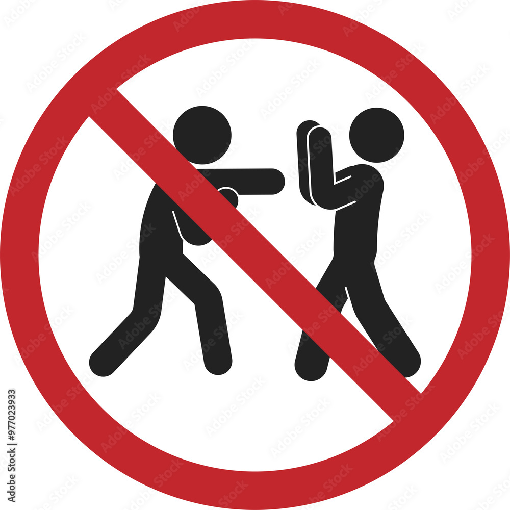Isolated prohibition sign, no bullying, no violence, do not fight, no ...