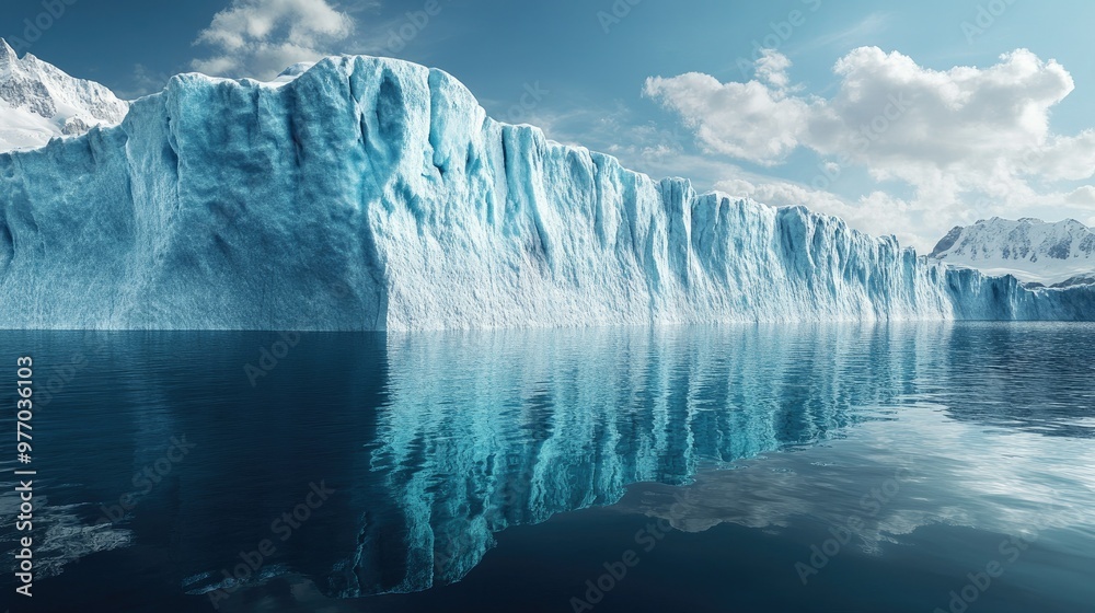 A glacier slowly melting into the ocean, raising awareness of global ...