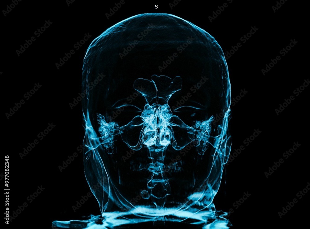Photo Stock Upper airway, CT scan ,3d head ct scan Coloured 3D computed ...