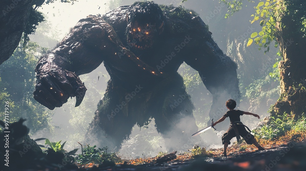 Intense digital depicting a fearsome prehistoric carnivore with gaping ...