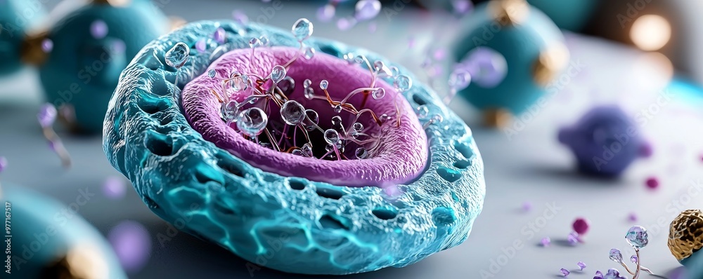 Detailed diagram of the cell structure, photorealistic, nucleus ...
