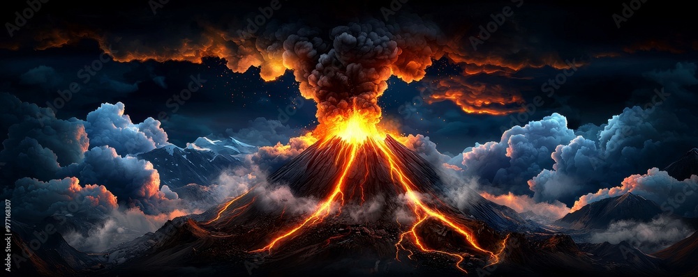 Illustration of the geological formation of volcanoes, high-quality ...