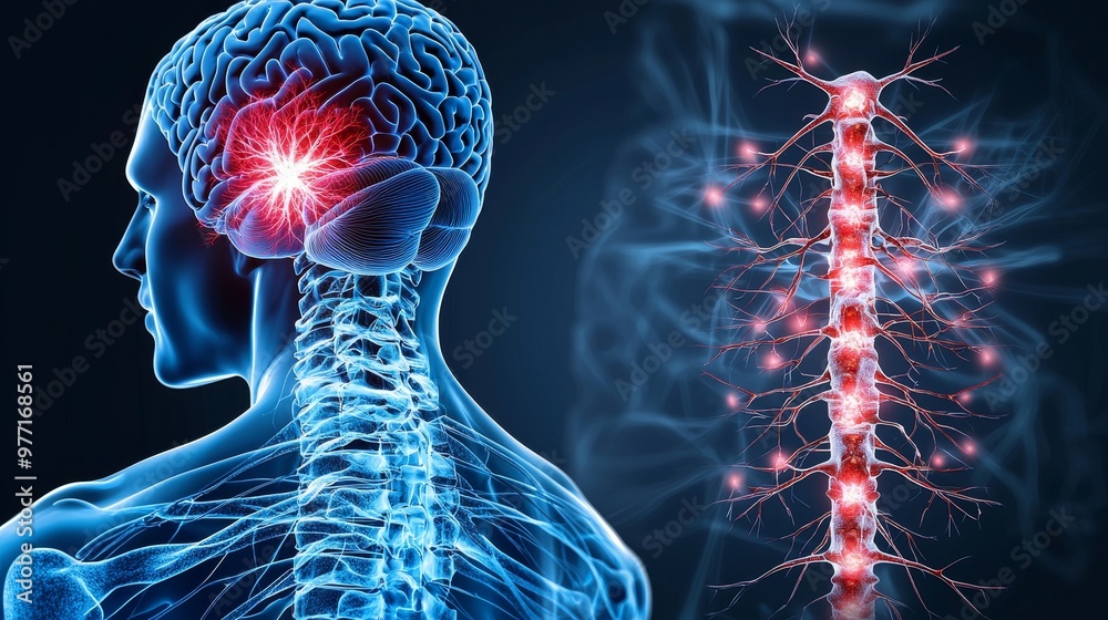 Ilustración de Stock Intricate illustration of the human nervous system ...