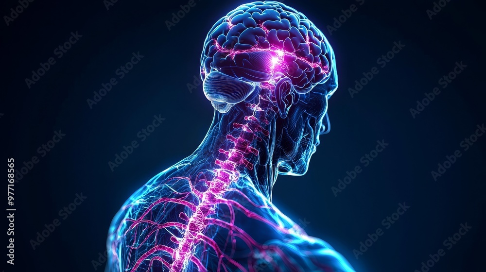 Stock-Illustration „Intricate illustration of the human nervous system, high-quality, clipart ...