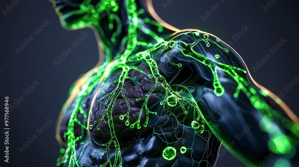 Schematic diagram of the human lymphatic system, high-quality, lymph ...