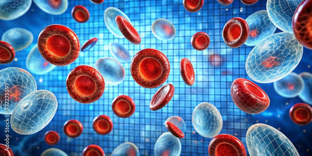 Realistic illustration of red blood cells and epithelial cells in urine ...