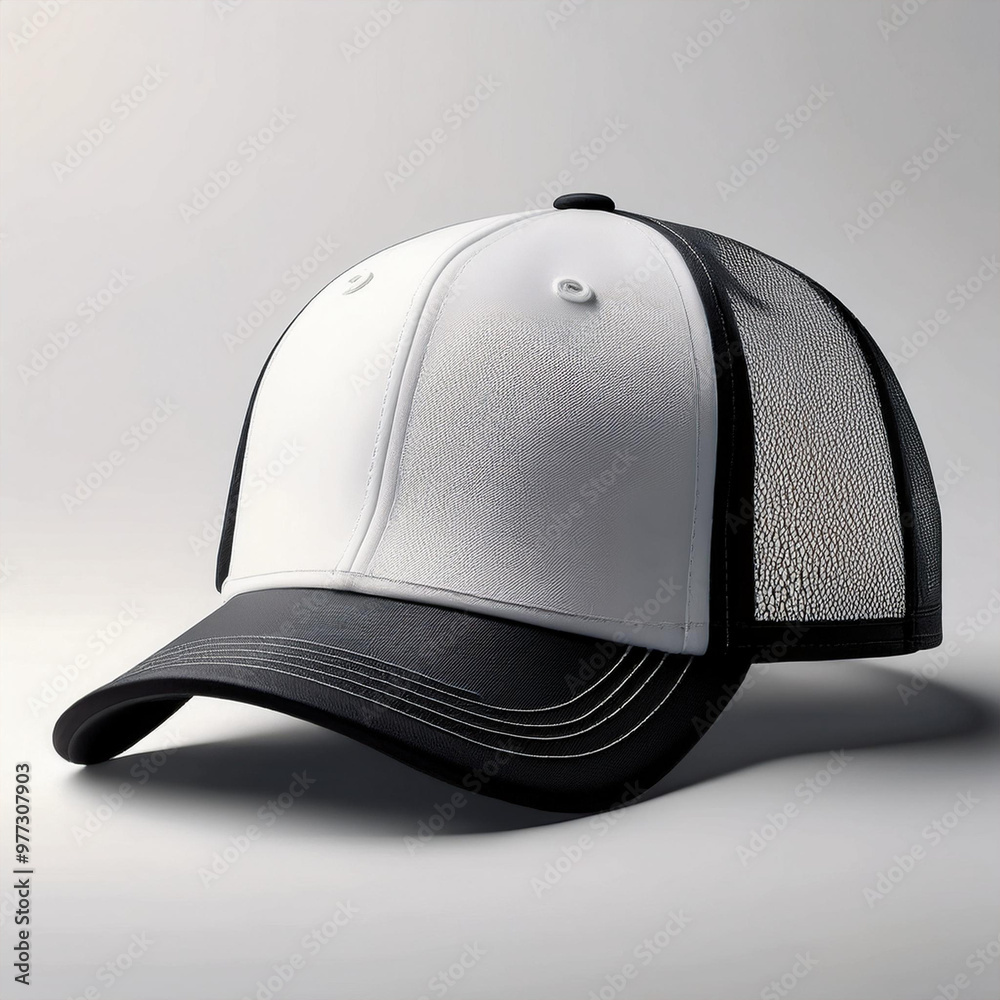 Foto de Stock Mockup para marca, boné branco contorno preto. Render 3D ...