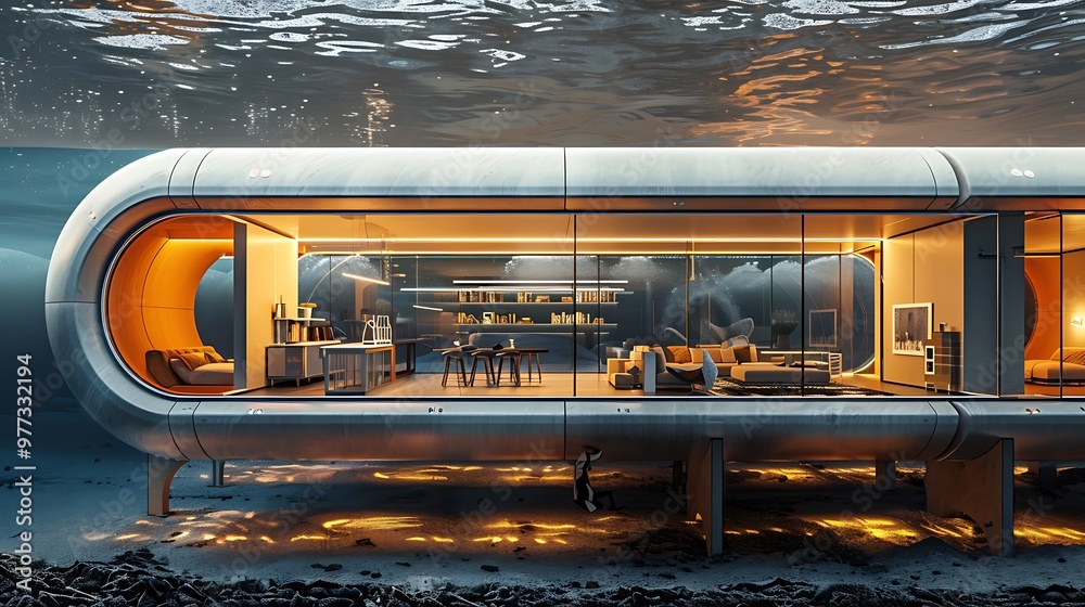 Hyperloop underwater tunnel, cross-section view: A cross-section ...