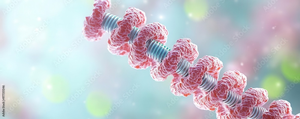 3D model of a bacterial flagellum, rotary motor and helical filament ...