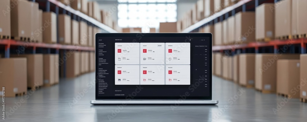Logistics management software UI, monochrome design with color-coded ...