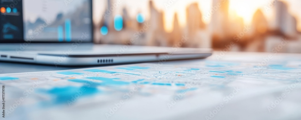 Stock-Illustration „Urban planning software UI, clean layout with ...