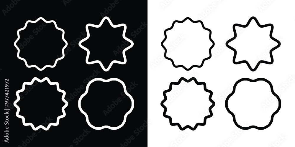 Squiggle frames set. Circle frames with zigzag wavy border set. Wave ...