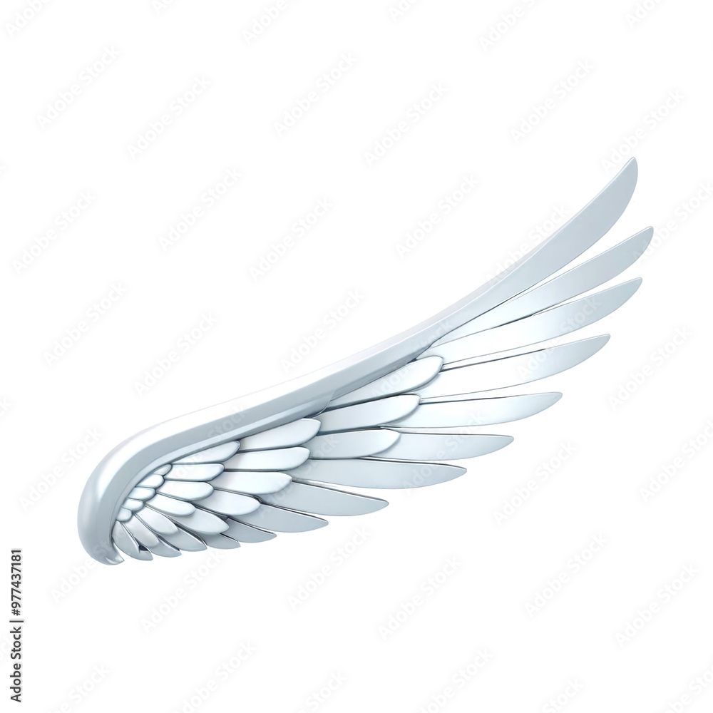 Simple 3D white wing, simple path, simple curve, low poly bird wing ...