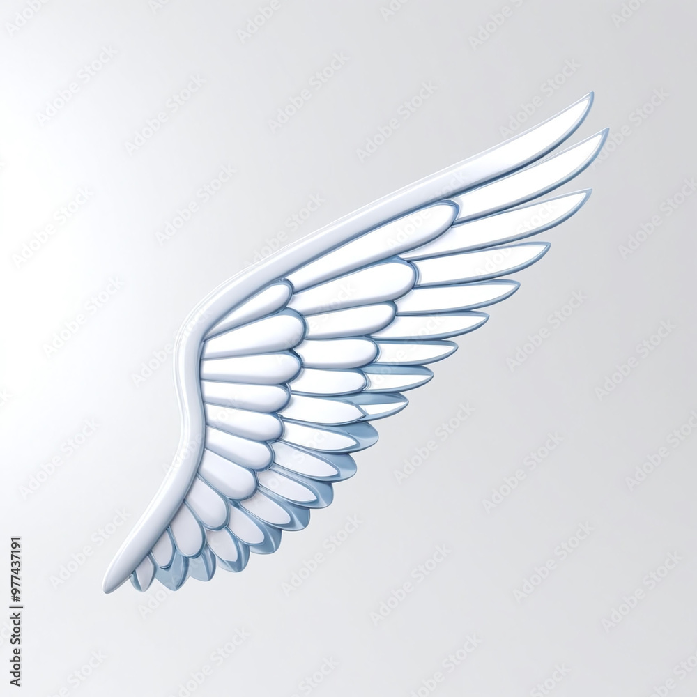Simple 3D white wing, simple path, simple curve, low poly bird wing ...
