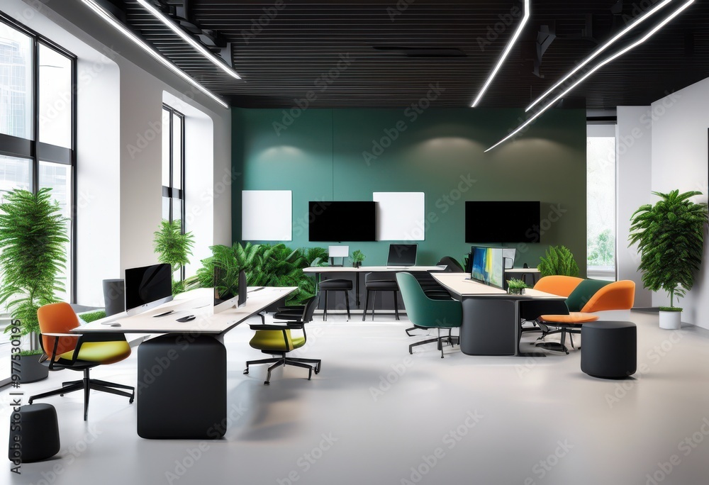 contemporary workspace featuring cutting edge technology sleek ...