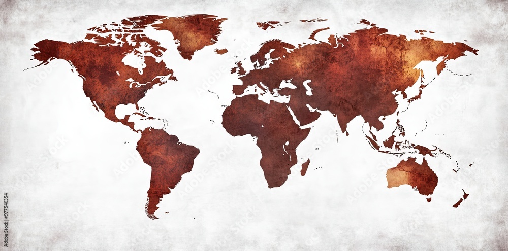 Ilustrace 3D world map of the Earth with exaggerated topographic relief ...