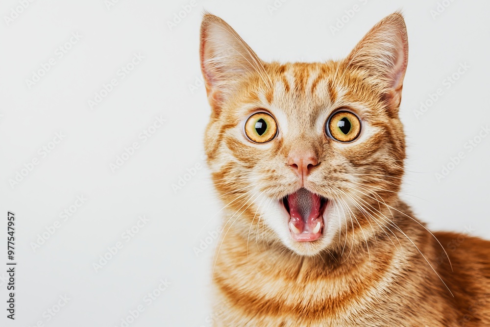 Angry and surprised cat isolated on transparent png background with a funny and excited ...