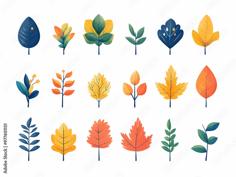 Flat Nature Inspired Calendar Icons for 2025: Simple Leaf and Flower ...