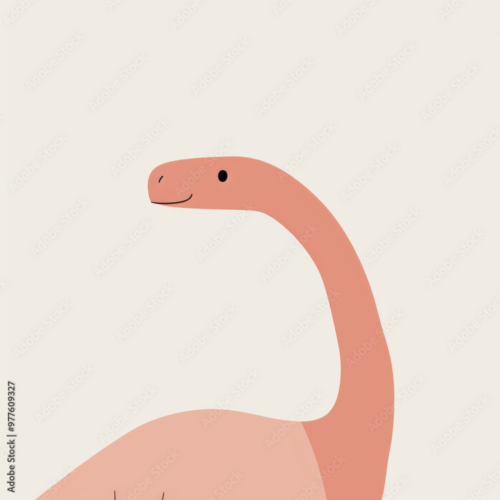 Cute simple brontosaurus in pastel colors, featuring friendly ...
