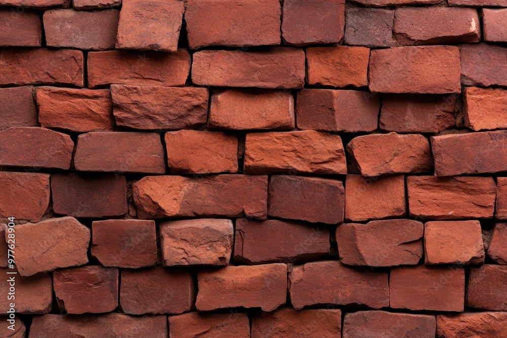 Textured red brick wall design showcasing various shapes and sizes of ...