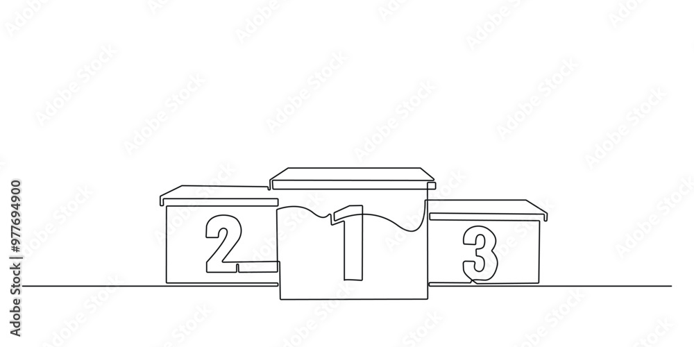 continuous line of podium for the winner.one line drawing of the 1st ...