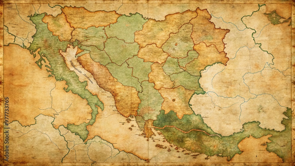 Vintage political map of Yugoslavia, featuring country borders, cities ...