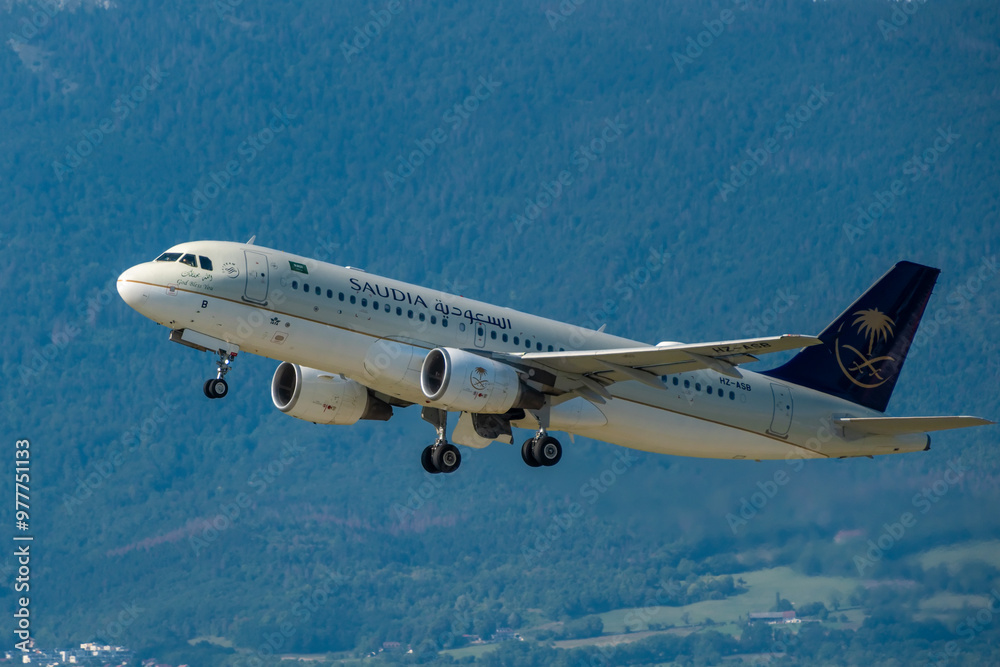 Geneva, Switzerland - september 10, 2024 : sign and logo on an Airbus ...