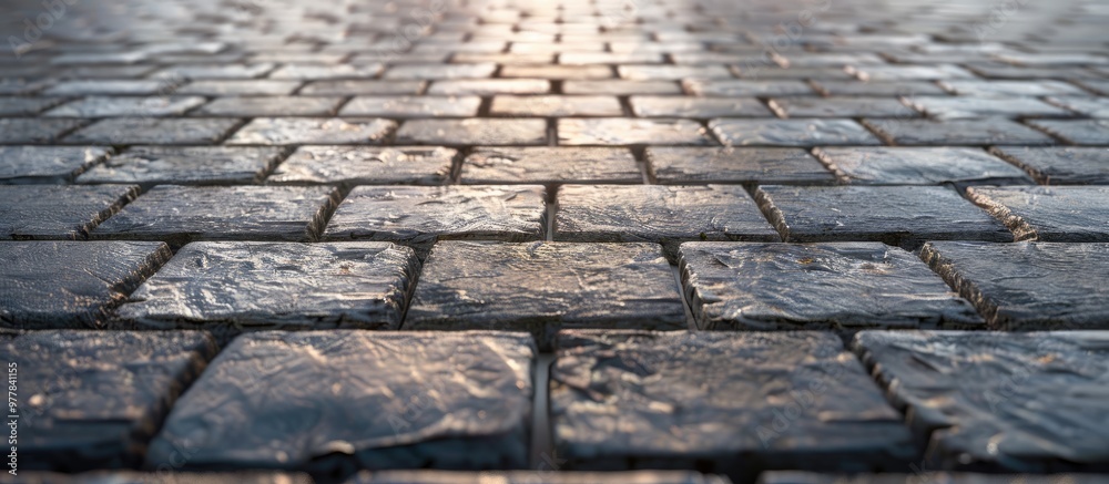 Gray brick pavement view Uniform block arrangement Brick flooring ...