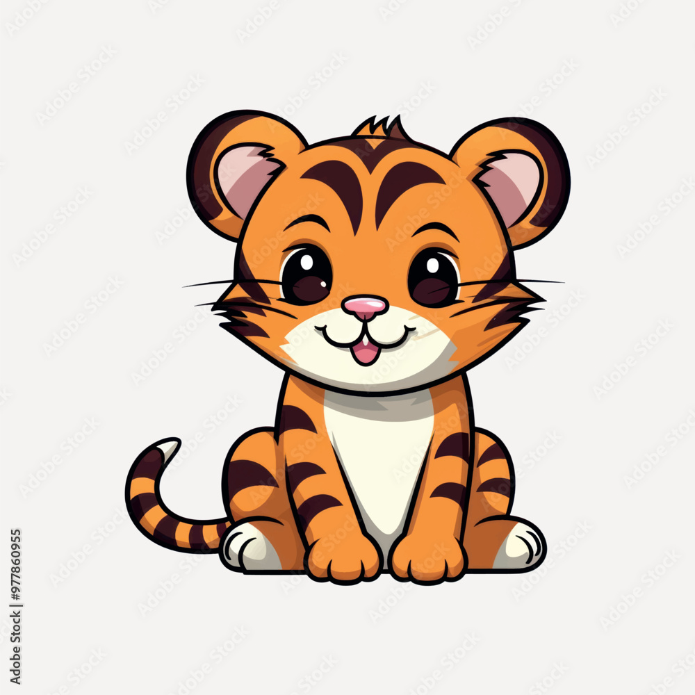 Cute cartoon tiger cub illustration Stock Vector | Adobe Stock