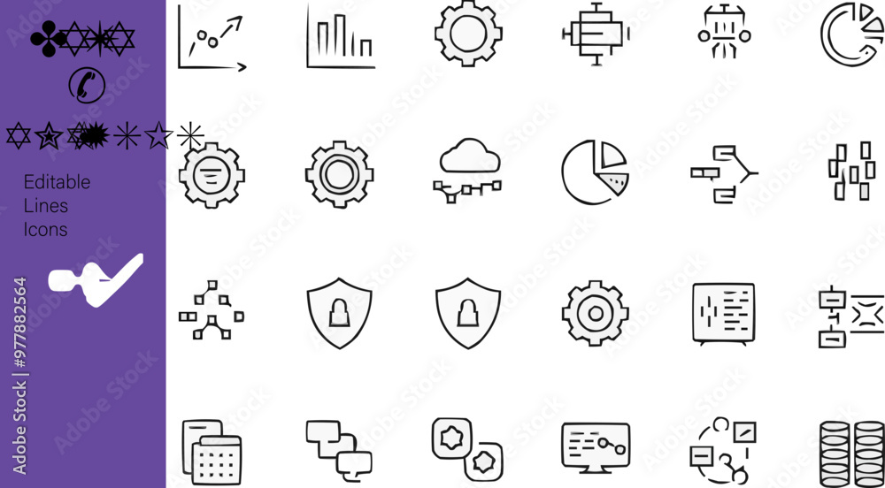 Data Analytics Line Editable Icons set. Vector illustration in modern ...