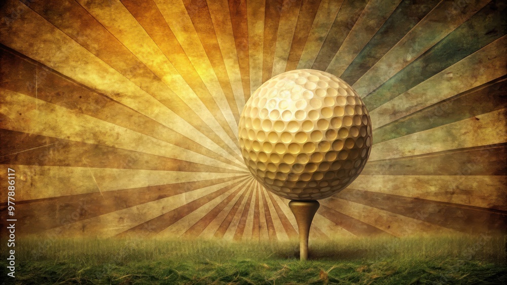 Vintage golf poster background with retro design elements and aged ...