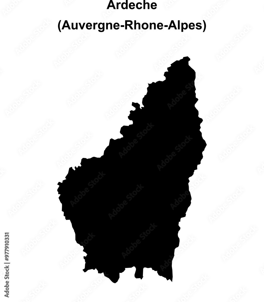 Ardeche department blank outline map Stock Vector | Adobe Stock