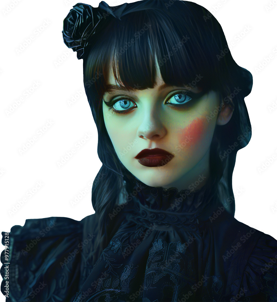 Portrait of gothic vampire queen on Transparent Background Cutout Stock ...
