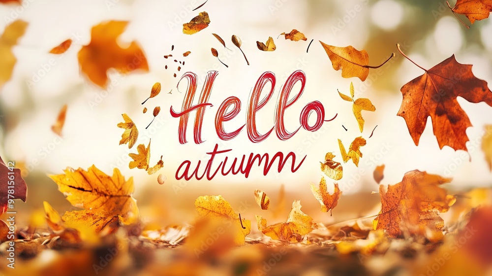 "Hello Autumn" text design in high-resolution (8K, HD) format, perfect ...