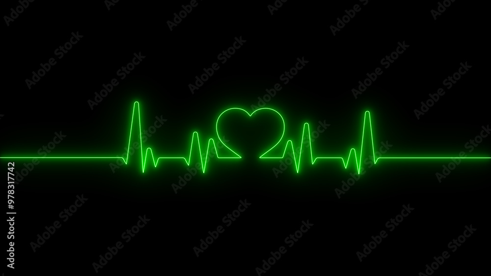 Dynamic Heartbeat Monitor: Neon ECG Pulse Wave Chart for Cardiac Health ...